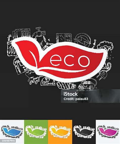 에코 팻말 잎 종이 스티커별 손으로 그린 요소 과학에 대한 스톡 벡터 아트 및 기타 이미지 과학 그리기 낙서 드로잉 Istock