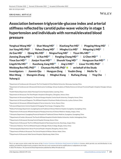Pdf Association Between Triglyceride‐glucose Index And Arterial Stiffness Reflected By Carotid