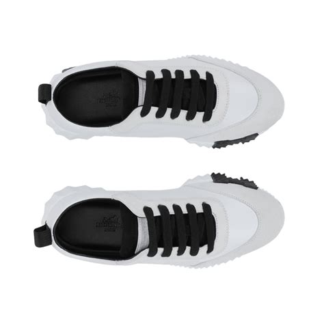 W 에르메스 바운싱 스니커즈 스포츠 스웨이드 고트스킨 And 블랑 누아 Hermes Kream