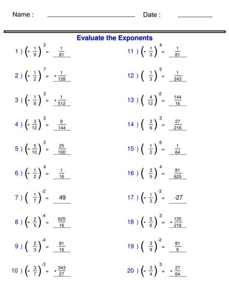 Exponents And Radicals Worksheets Solving Fractions With Exponents Worksheets Made By Teachers