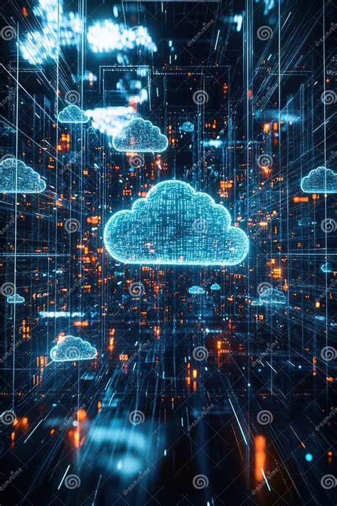 Cloud Api Integration 3d Hologram Depicting Seamless Cloud Technology