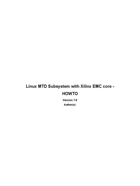 Linux Mtd Subsystem With Xilinx Emc Core Howto Pdf Device Driver