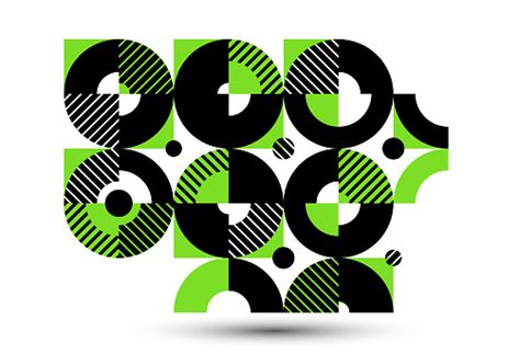 기하학적 추상 미술 원과 다른 모양의 타일이 있는 벡터 기하학적 배경 줄무늬 질감 모더니즘 스타일 선형 모티프 창의적인 디자인 0명에 대한 스톡 벡터 아트 및 기타 이미지