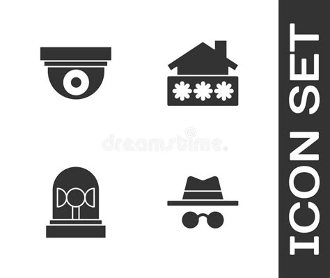 Set Incognito Mode Security Camera Flasher Siren And House With