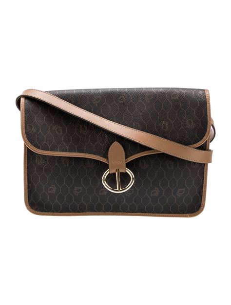 Christian Dior Vintage Honeycomb Crossbody Brown Shoulder Bags