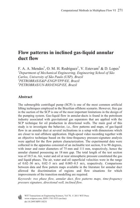 Pdf Flow Patterns In Inclined Gas Liquid Annular Duct Flow