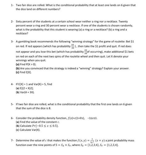 solved 1 two fair dice are rolled what is the conditional