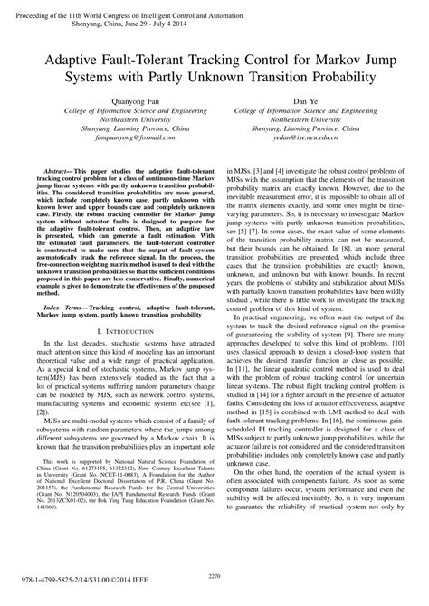 Pdf Adaptive Fault Tolerant Tracking Control For Markov Jump Systems