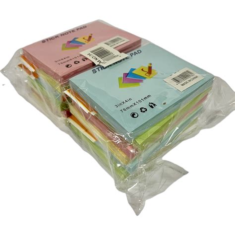 Sticky Note Pad Assorted Colors 3x5 3x4 3x3 3x2 100 Sheets Sold