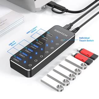 RSHTECH ST C USB C HUB IN Gen Type C Adapter Individual Touch Switches Multiport USB