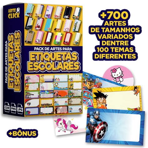 Pack De Artes Para Etiquetas Escolares Coreldraw E Png Elo7