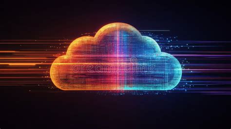 Digital Cloud Network Abstract Background With Data Streams Cloud