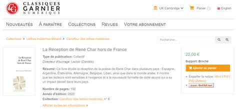 Classiques Garnier Ebooks Languages Across Borders