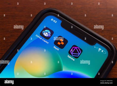 Github Copilot Replit And Tabnine Icons Seen In Iphone Screen