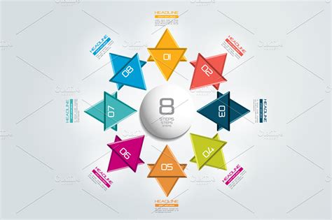 8 steps connected circle ~ graphics ~ creative market