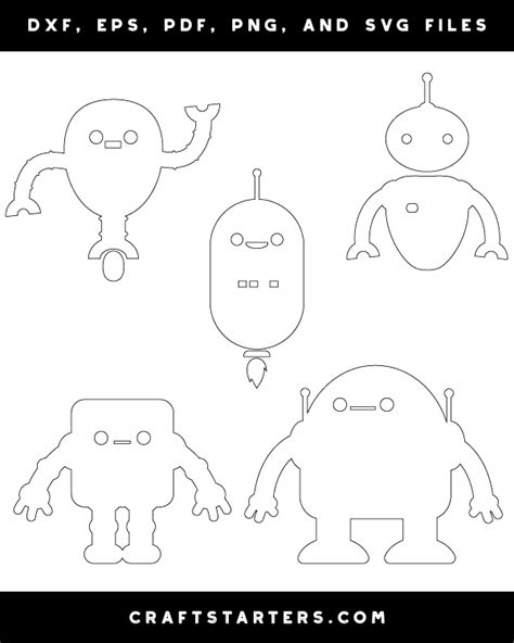 Cute Robot Outline Patterns Dfx Eps Pdf Png And Svg Cut Files Cute Robot Outline Patterns Dfx Eps Pdf Png And Svg Cut Files