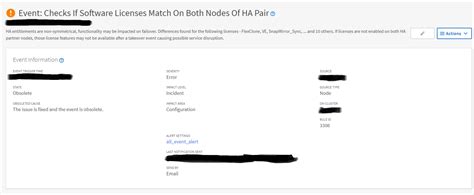 Aiqum Send Event Checks If Software Licenses Match On Both Nodes Of