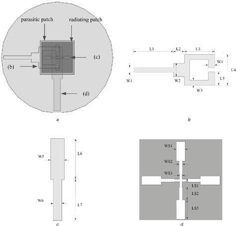 detailed structure of the asymmetrical feed networks a top view of the