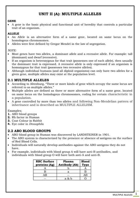 Multiple Alleles Examples Multiple Alleles And Co Dominance Multiple