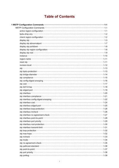 1 Mstp Configuration Commands