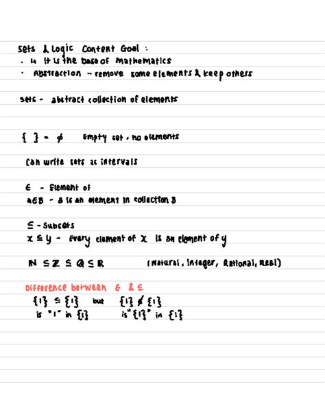 Sets Logic Concise Notes Sets Logic Content Goal It Is The Base Of Mathematics Studocu