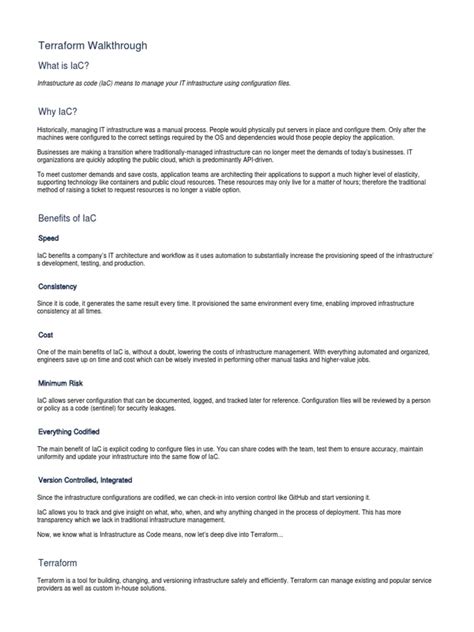 Terraform Walkthrough Pdf Parameter Computer Programming Cloud Computing