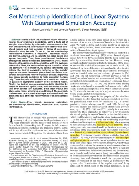 Setmembershipidentificationoflinearsystemswithguaranteedsimulationaccuracy Pdf