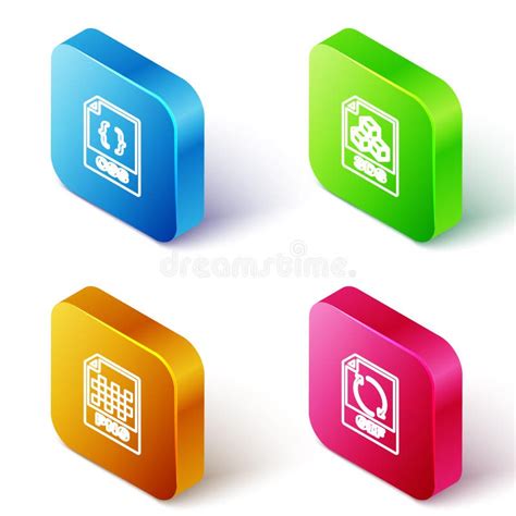 set isometric line css file document 3ds png and icon vector