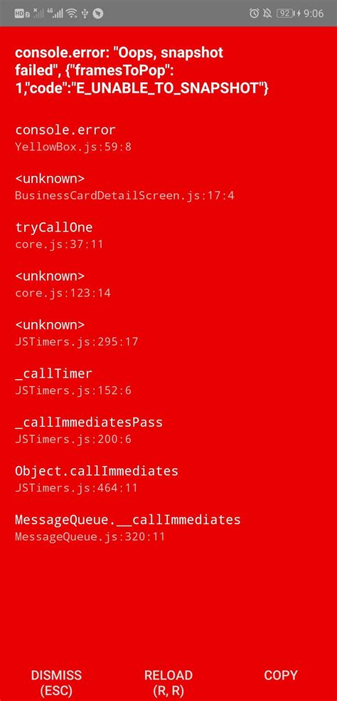 Console Error Oops Snapshot Failed FramesToPop Code E UNABLE TO SNAPSHOT Issue
