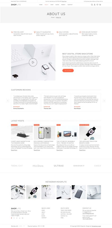 Shoplite Simple Ecommerce Free Figma Website Template