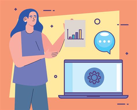 Woman With Statistics Bars Vector Art At Vecteezy