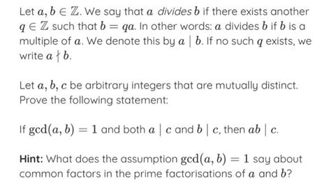 Solved Let A B E Z We Say That A Divides B If There Exists