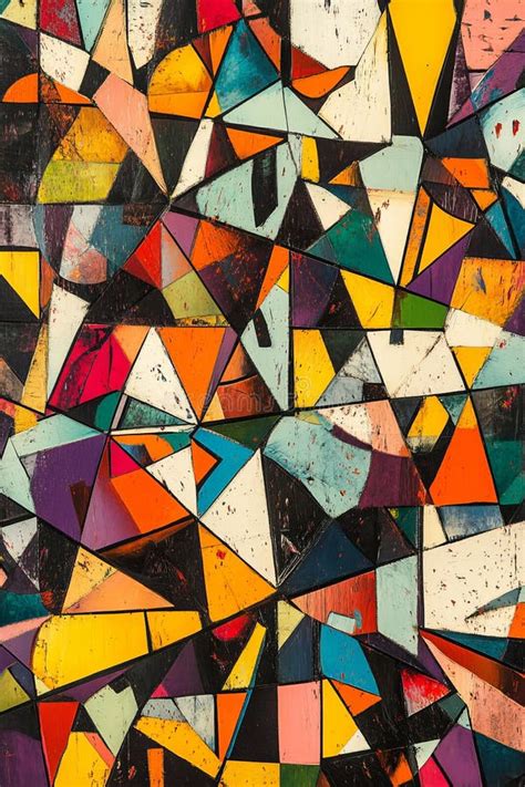 Colorful Abstract Geometric Pattern With Vibrant Triangles And Shapes