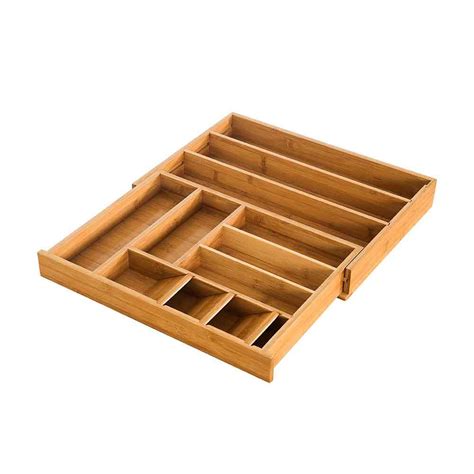 Expandable Drawer Organizer Trays Utensil Storage Bamboo Cutlery Tray Kitchen Drawer Organizer