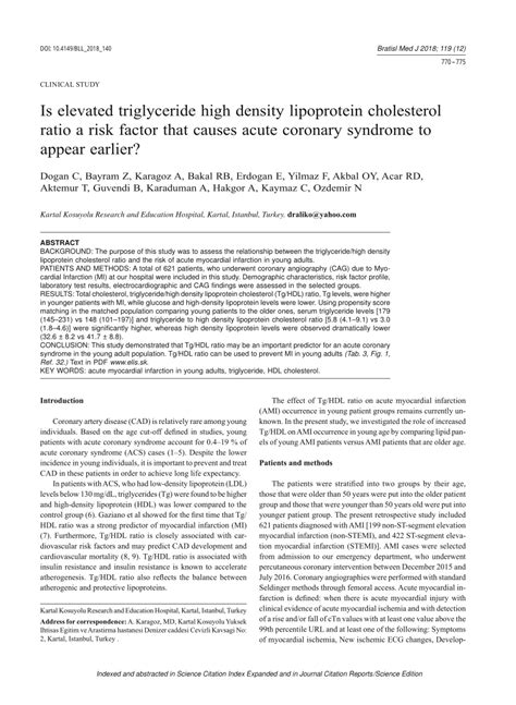 Pdf Is Elevated Triglyceride High Density Lipoprotein Cholesterol