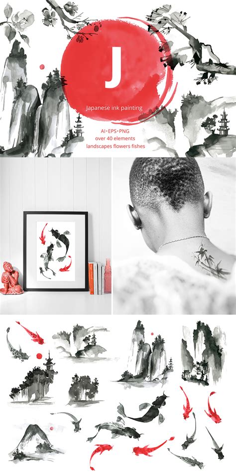 Sumi E Japanese Ink Painting Decorative Illustrations ~ Creative Market