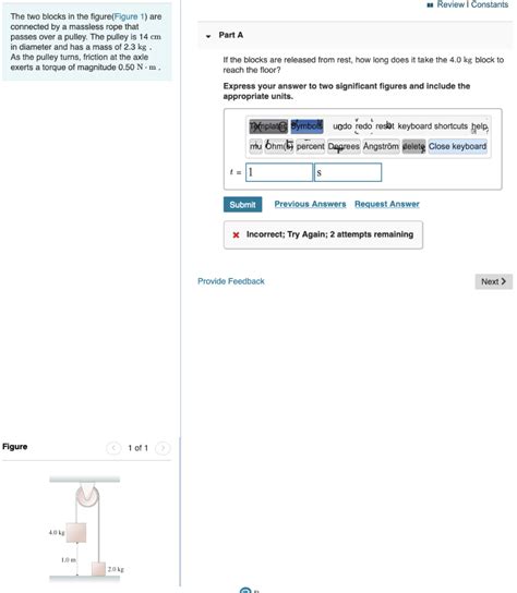 Solved U Review Constants Part A The Two Blocks In The