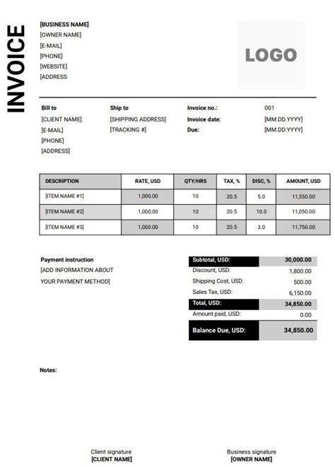 Free Service Invoice Templates Word Excel Pdf