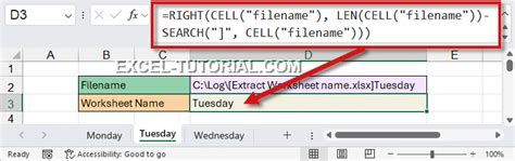 Excel Extract Worksheet Name By Formula