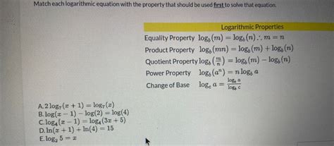 answered match each logarithmic equation with… bartleby