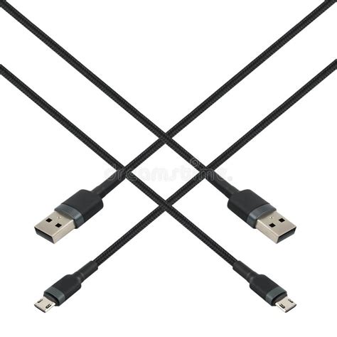 Cable With Usb And Micro Usb Connector Isolated On White Background Stock Image Image Of