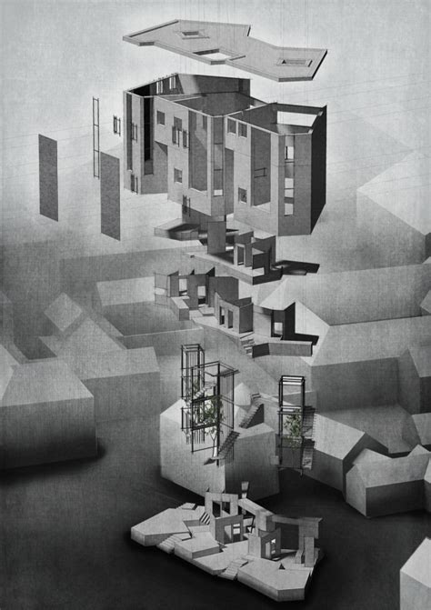 Exploded Perspective Roof Folded Casing Interior Planar Structure