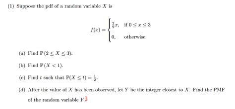 Solved Suppose The Pdf Of A Random Variable X Is Chegg