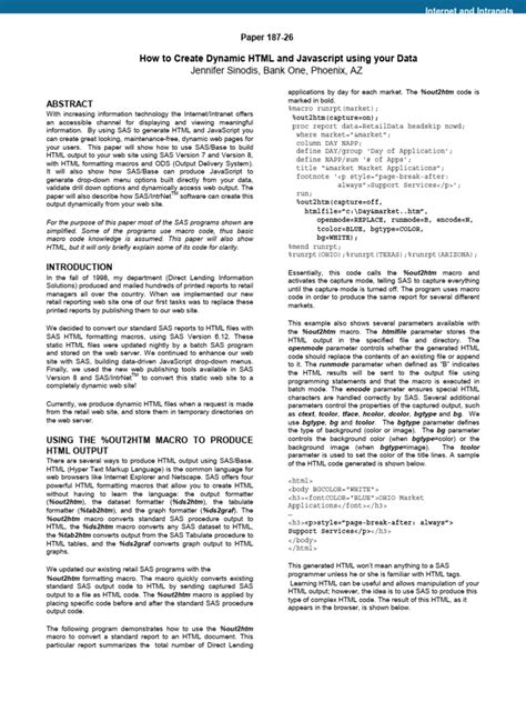 How To Create Dynamic Html And Javascript Using Your Data Pdf Html
