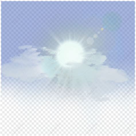 보라색 그라데이션 하늘 구름 일러스트 태양 섬광 조명 효과신선한맑은 Png 일러스트 무료 다운로드 Lovepik