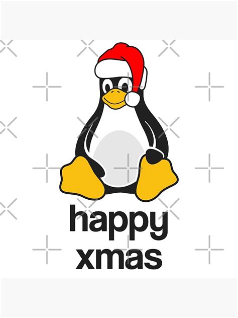 Tux Xmas Hat Happy Xmas Linux Penguin Christmas Poster For Sale By