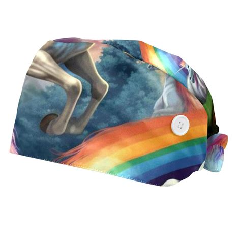 Working Cap With Button For Man And Women 2 Pcs Rainbow Unicorn Hats