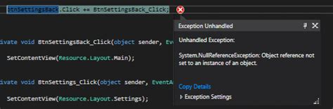 Error When Declaring Button Click Android C Xamarin Stack Overflow