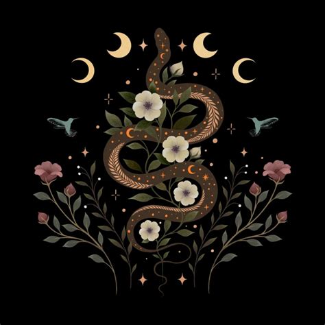 Serpent Spell Mens T Shirt Regular Episodic Drawing Lea Yunk