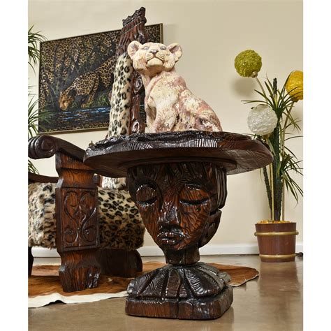 Mid Century Modern Witco Tiki Wood Carved Female Bust End Table
